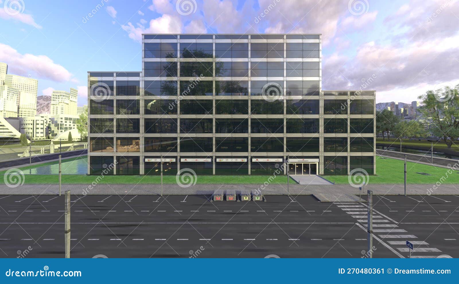 3D Rendering of the Glass Wall Buildings Stock Illustration ...