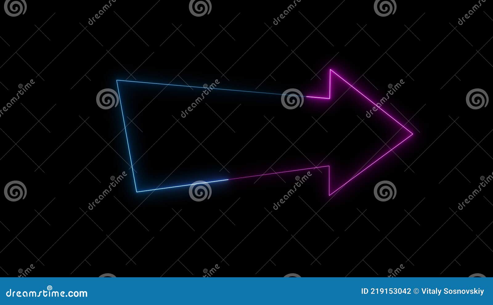 3D Rendering Glow Effects of an Arrow Outline on a Black Background ...