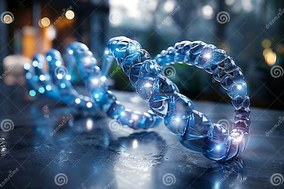3D Rendering of Glowing Blue Double Helix Stock Illustration ...