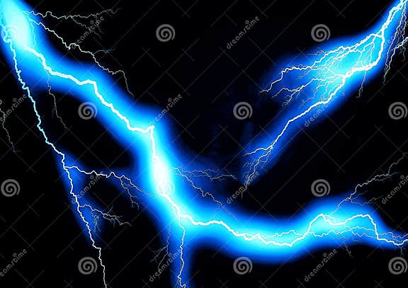 3d Rendering of a Blue Lightning Strike on a Black Background Stock ...