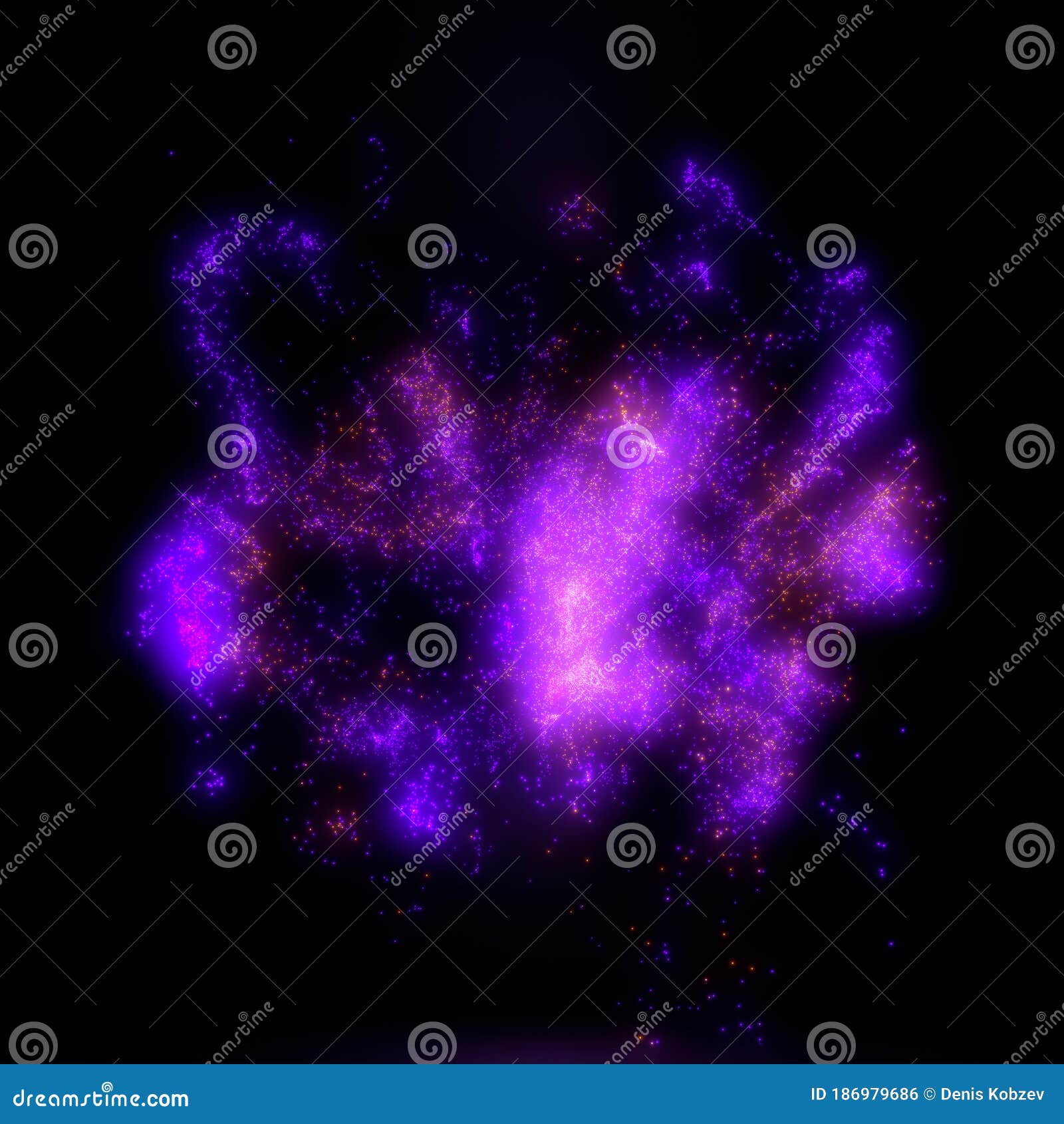 3d Rendering. Glowing Fluid Particles Dynamic Flow. Futuristic Fluid ...