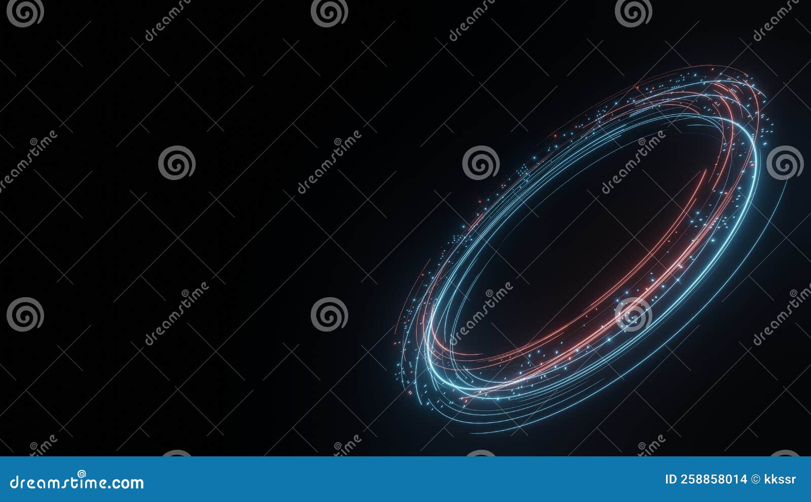 Glowing Led Blue and Red Ring Shape with Abstract Dots Binary Data ...