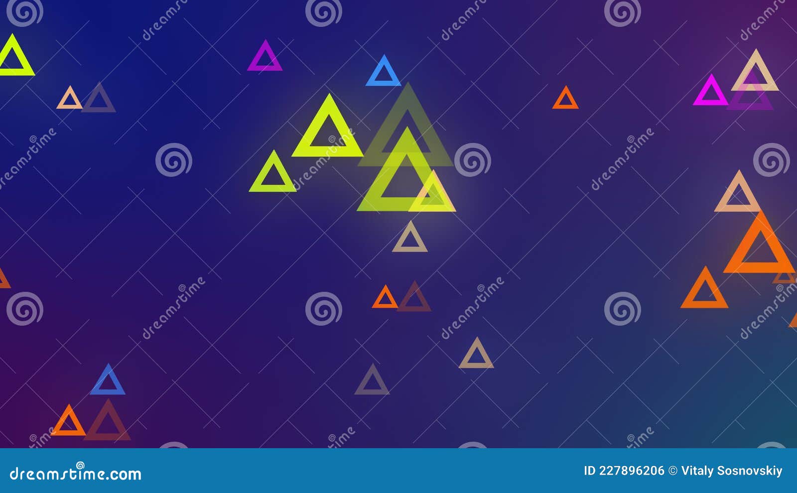3D Rendering of Glowing Multi-colored Triangles in Space Located at ...