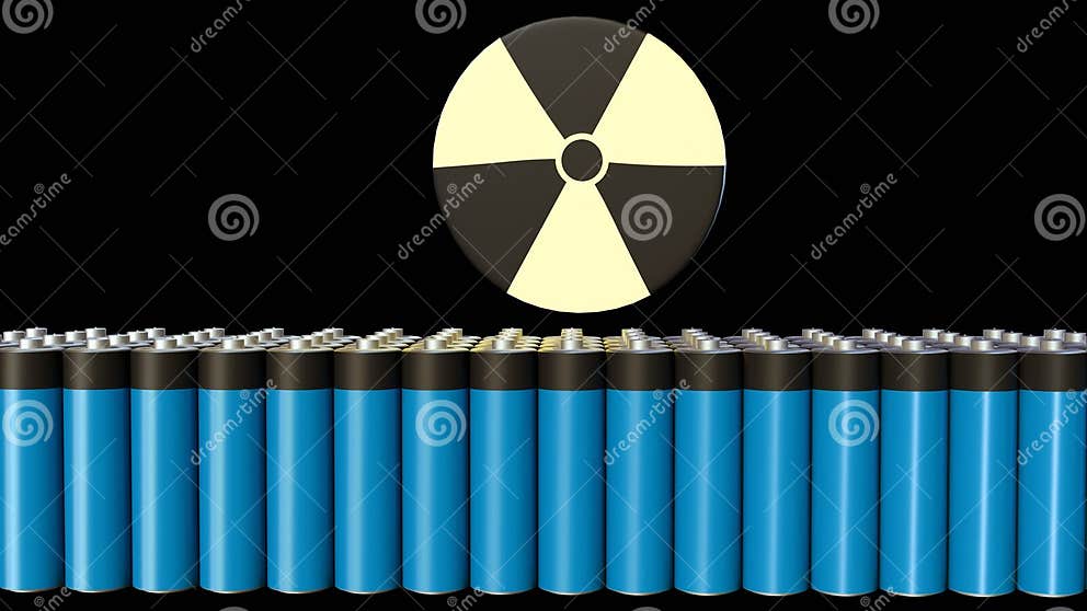 Glowing Nuclear Symbol and Batteries. Stock Illustration - Illustration ...