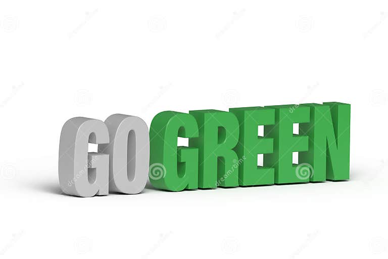 3d Rendering Go Green Text on White Background Stock Illustration ...