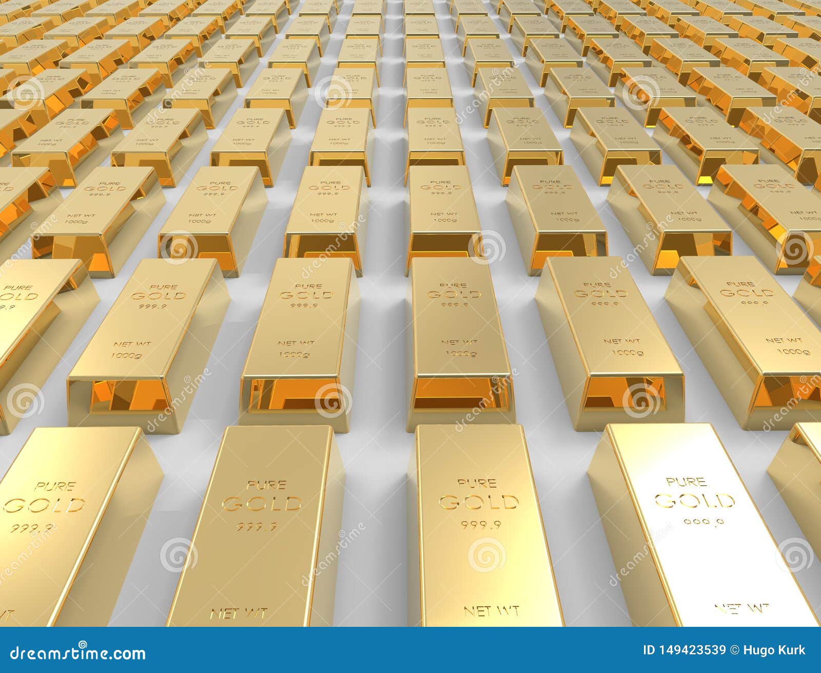 3D Rendering Of Gold Bars Isolated On White Studio Background Stock ...