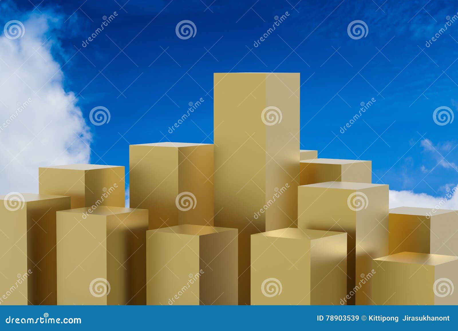 3d Rendering Gold Buildings Stock Illustration - Illustration of ...