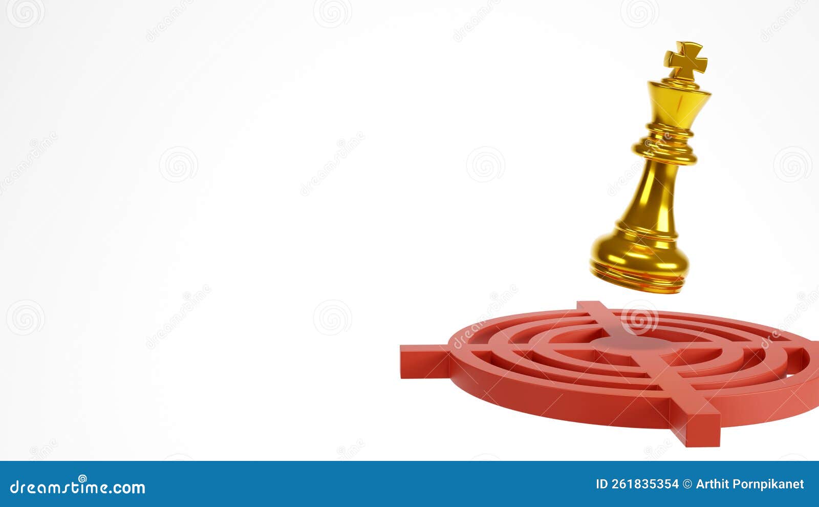 3D Rendering of Gold Chess and Red Target Icon on White, Leader Symbol ...