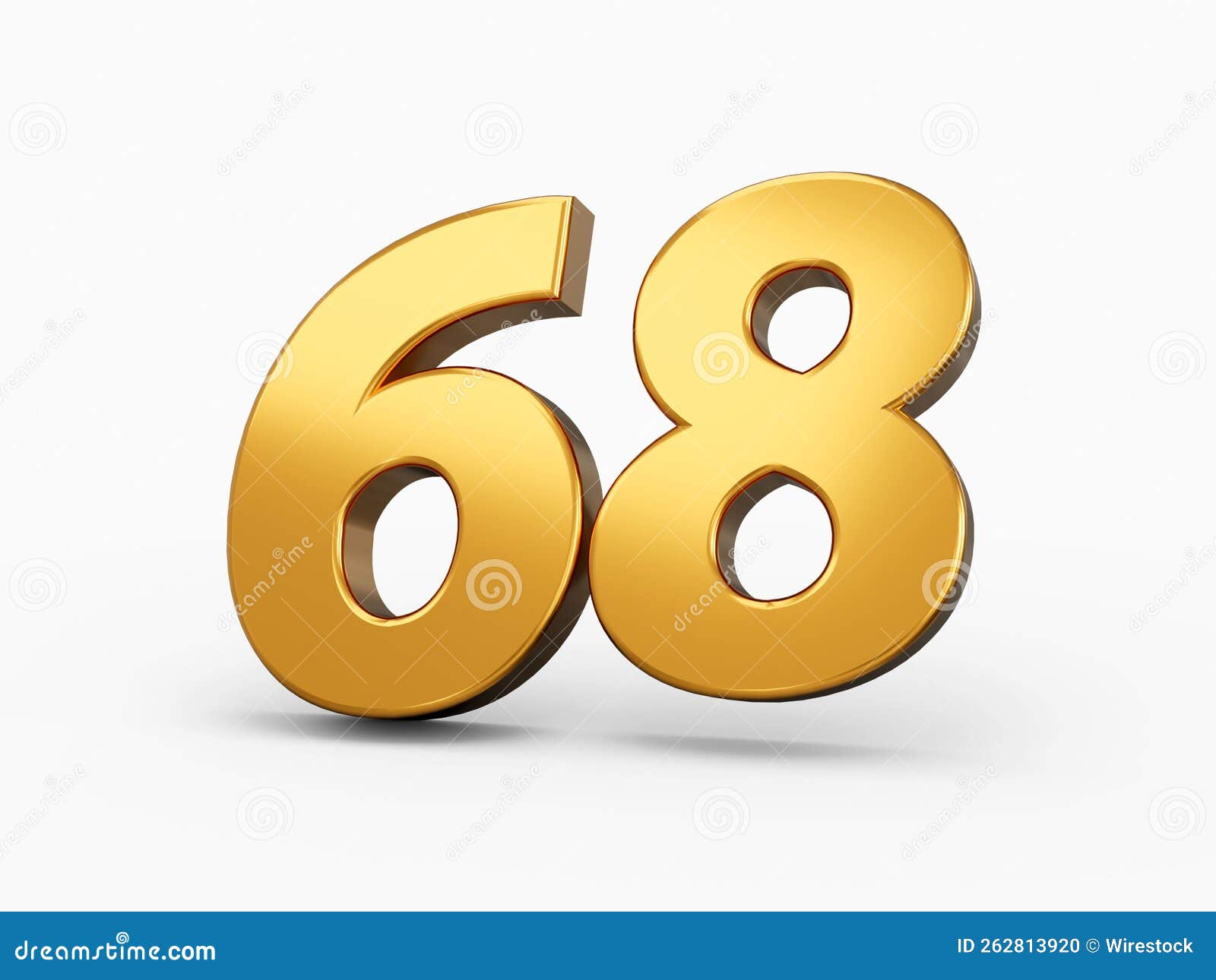 3D Rendering Of Gold Number 68 Isolated White Background Stock Photo ...