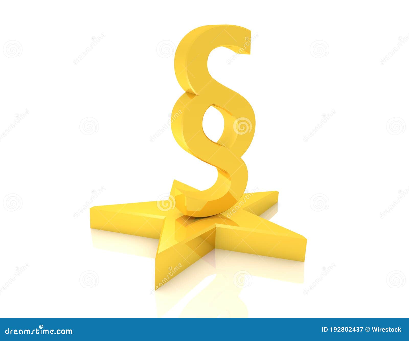 3D Rendering of a Gold Paragraph Symbol on a Star with a White ...