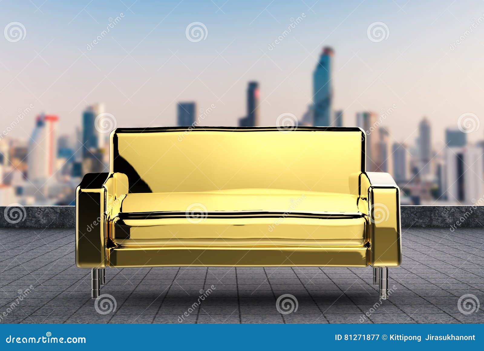 3d rendering gold sofa stock illustration. Illustration of seat - 81271877