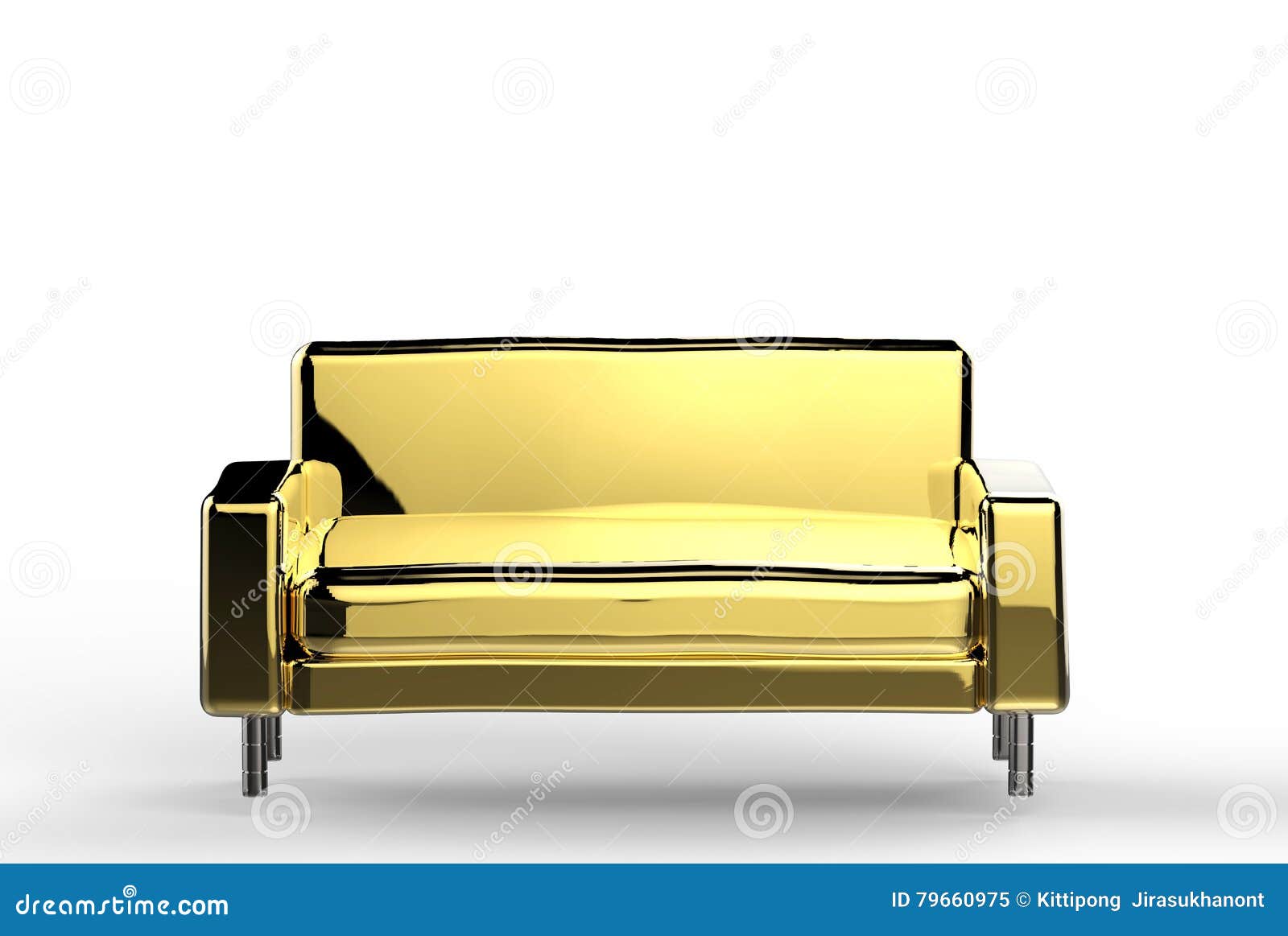 3d rendering gold sofa stock illustration. Illustration of background ...