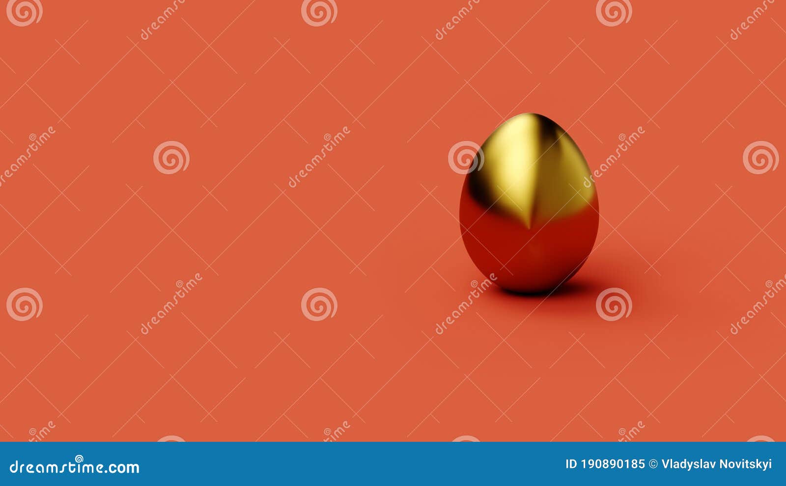 3D Rendering, Golden Egg Isolated on Red Background Stock Illustration ...