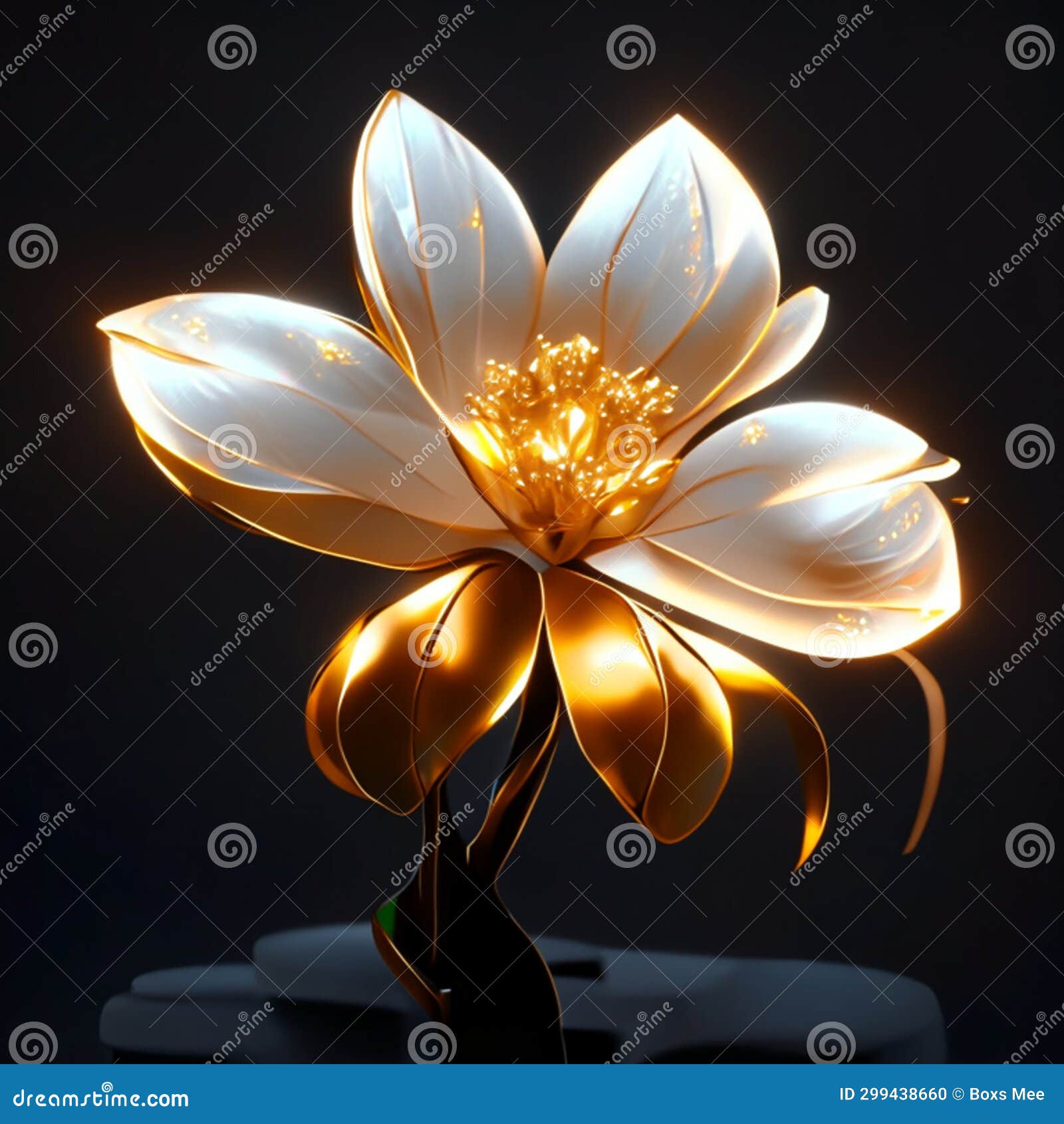 3d Rendering of Golden Flower Isolated on Black Background. Computer ...