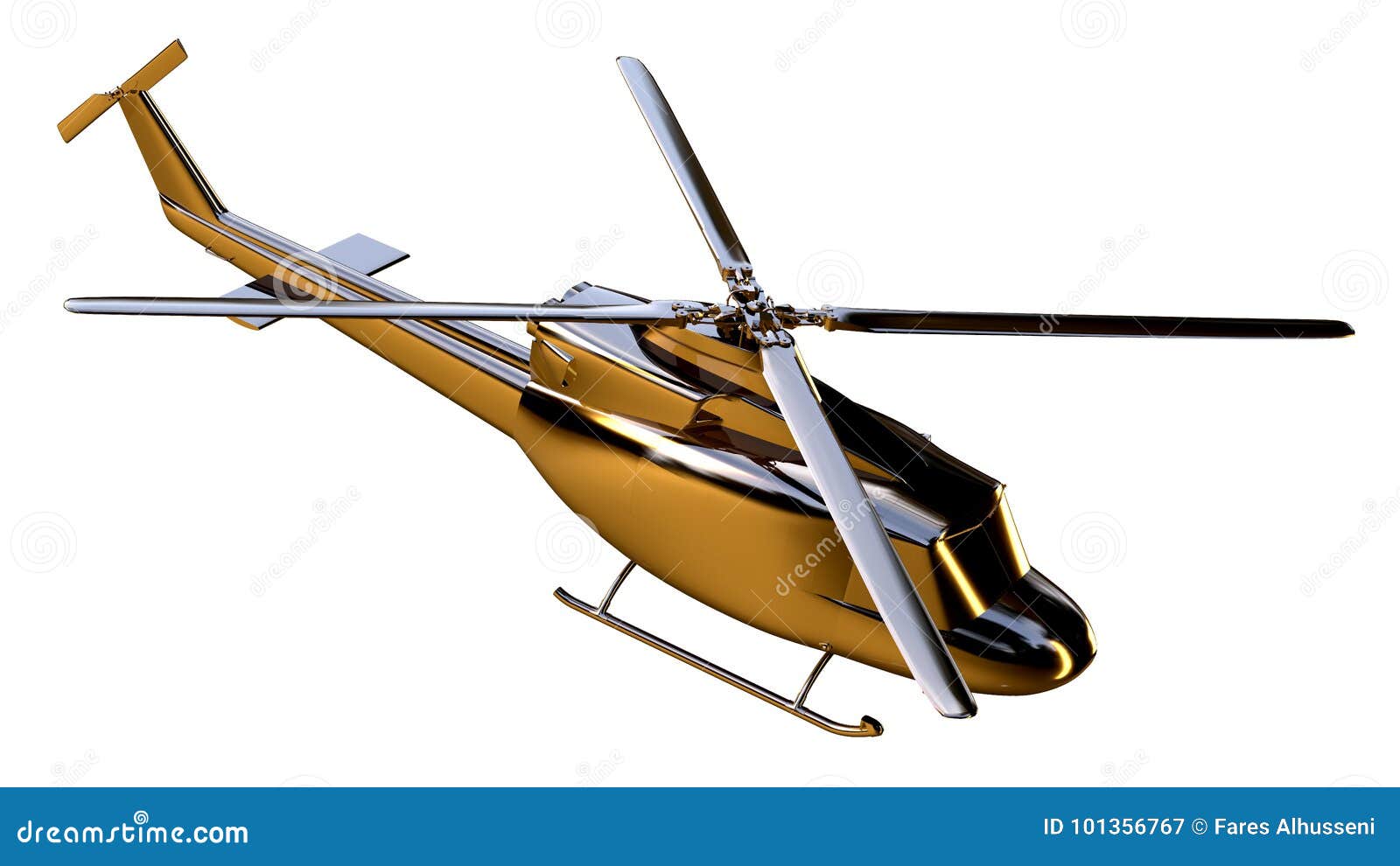 3d Rendering of a Golden Helicopter on Isolated on a White Background ...