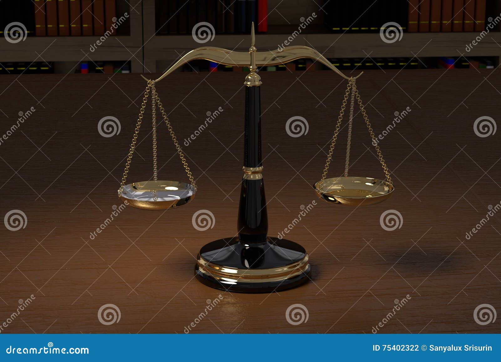 3D Rendering of Golden Law Scales Stock Illustration - Illustration of ...