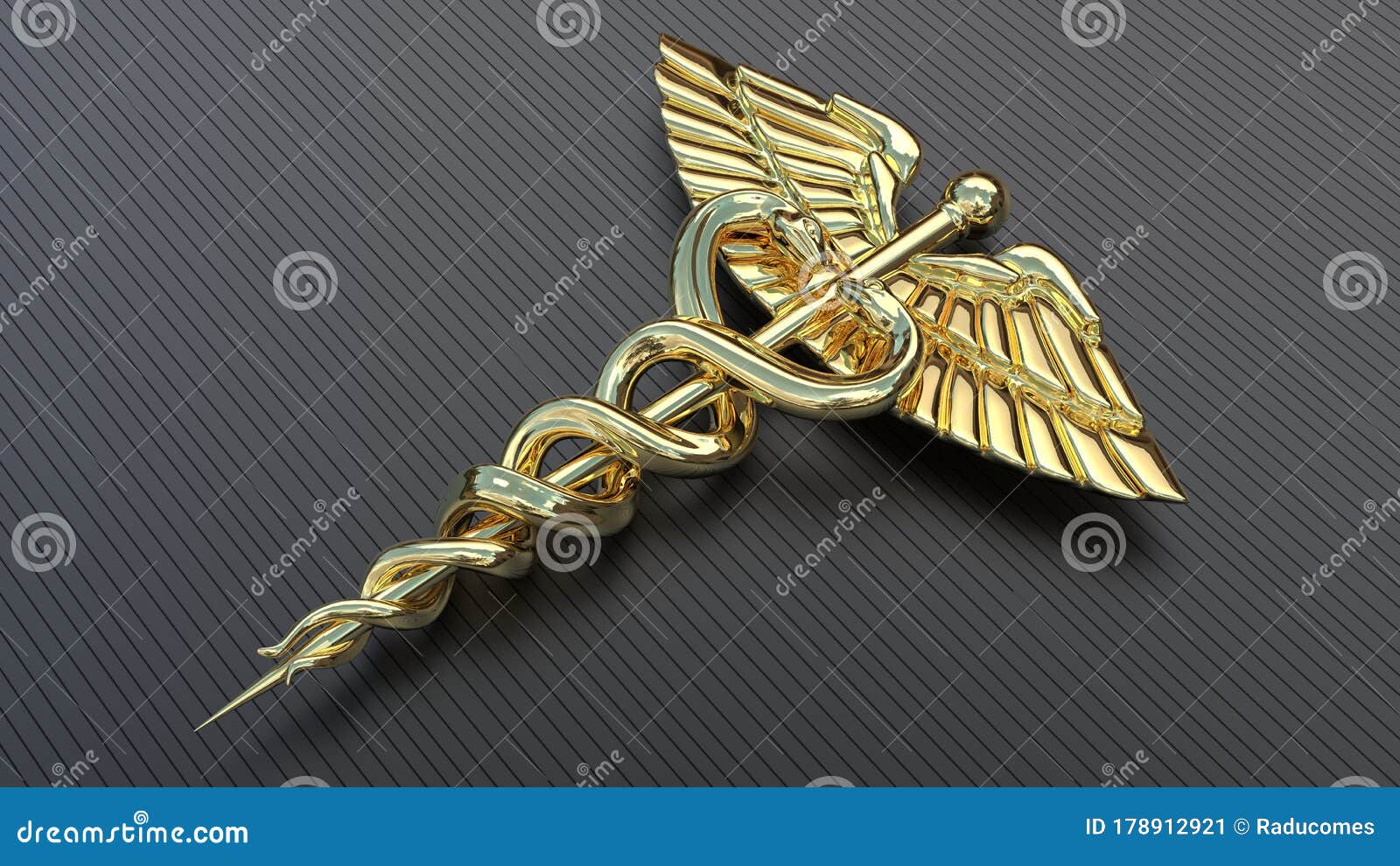 3D Rendering - Golden Luxury Caduceus Symbol Stock Illustration ...