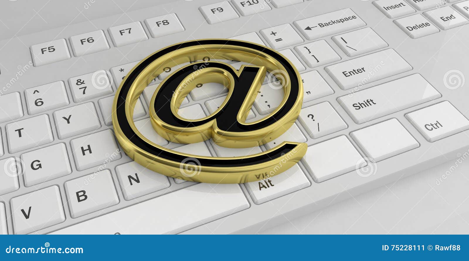 3d Rendering Golden Mail Symbol on a Keyboard Stock Illustration ...