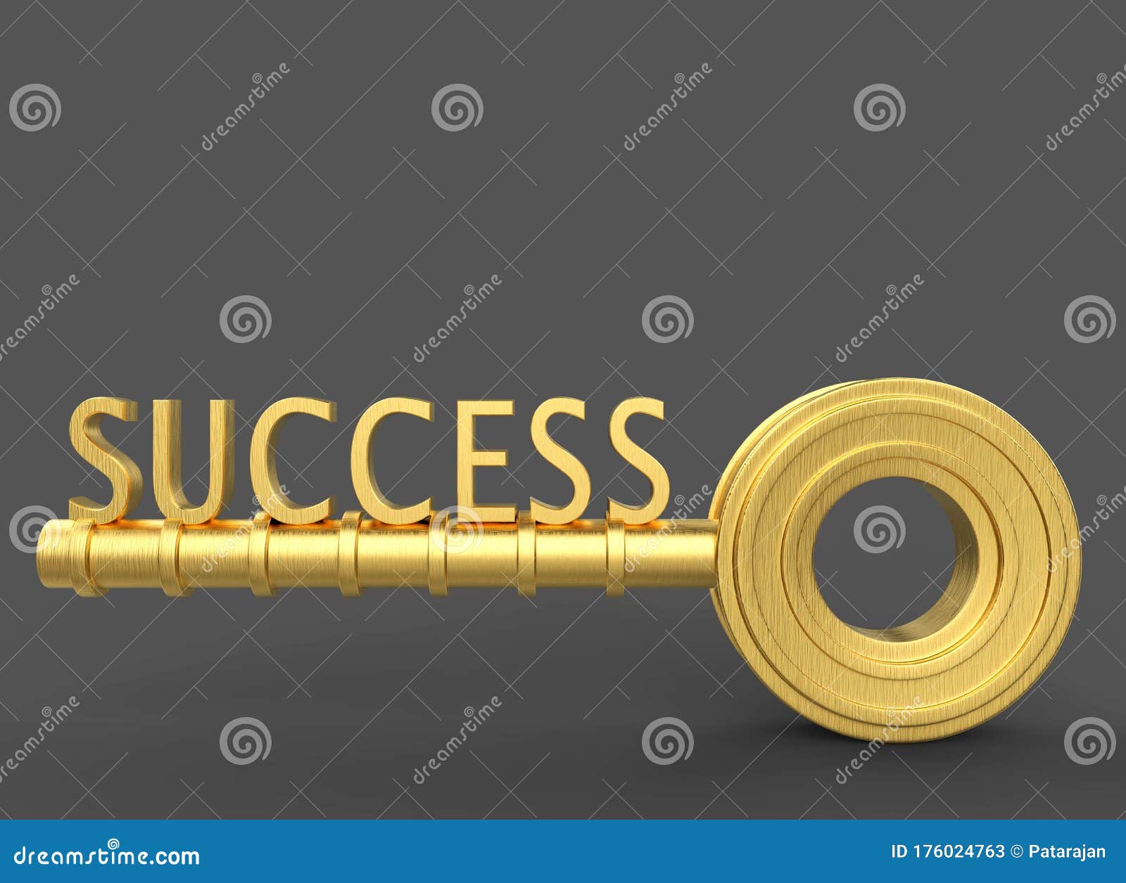 3d Rendering. A Golden Success Key On Dark Gray Copy Space Background ...