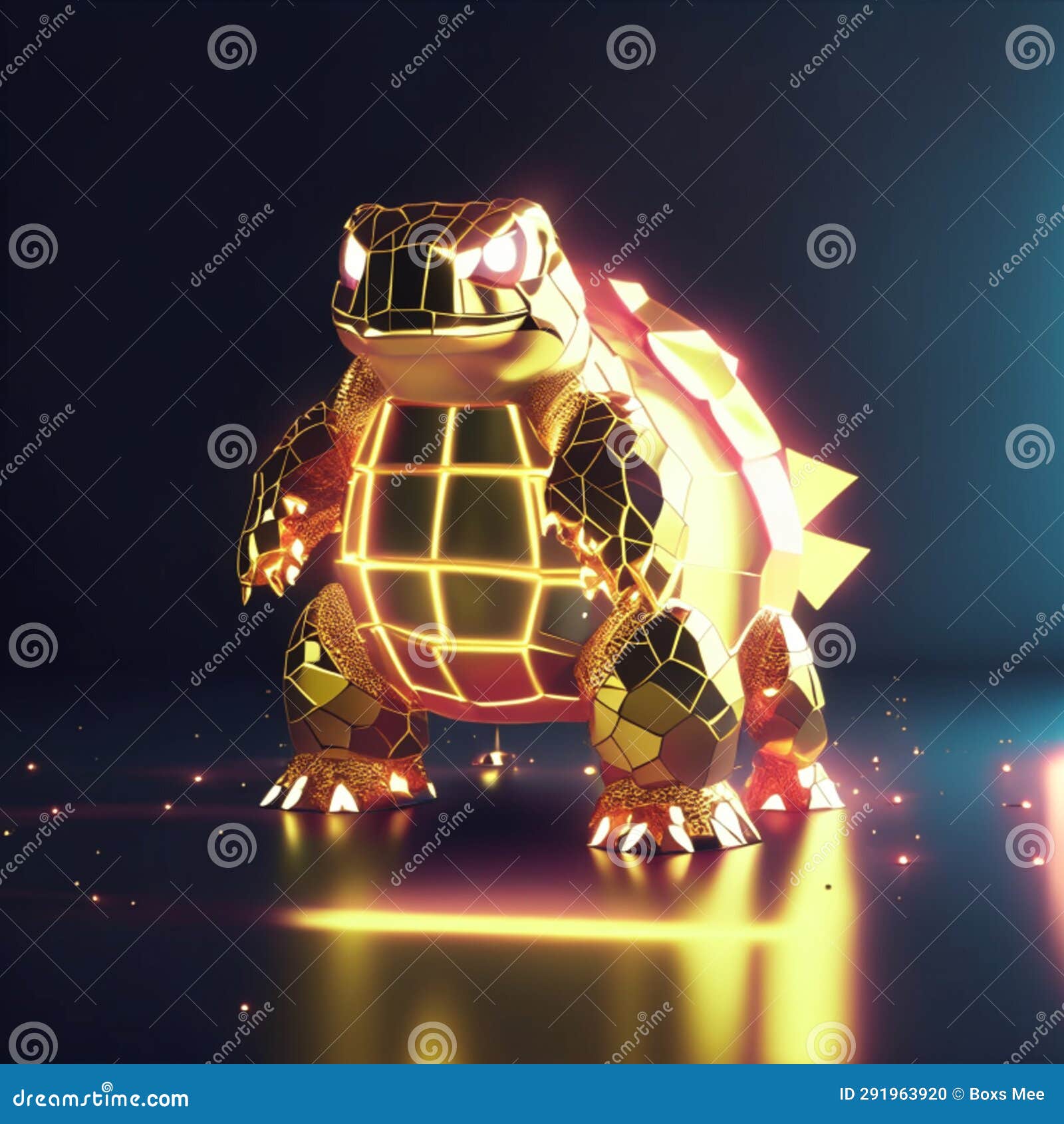 3d Rendering of a Golden Turtle in a Low Poly Style. AI Generated Stock ...