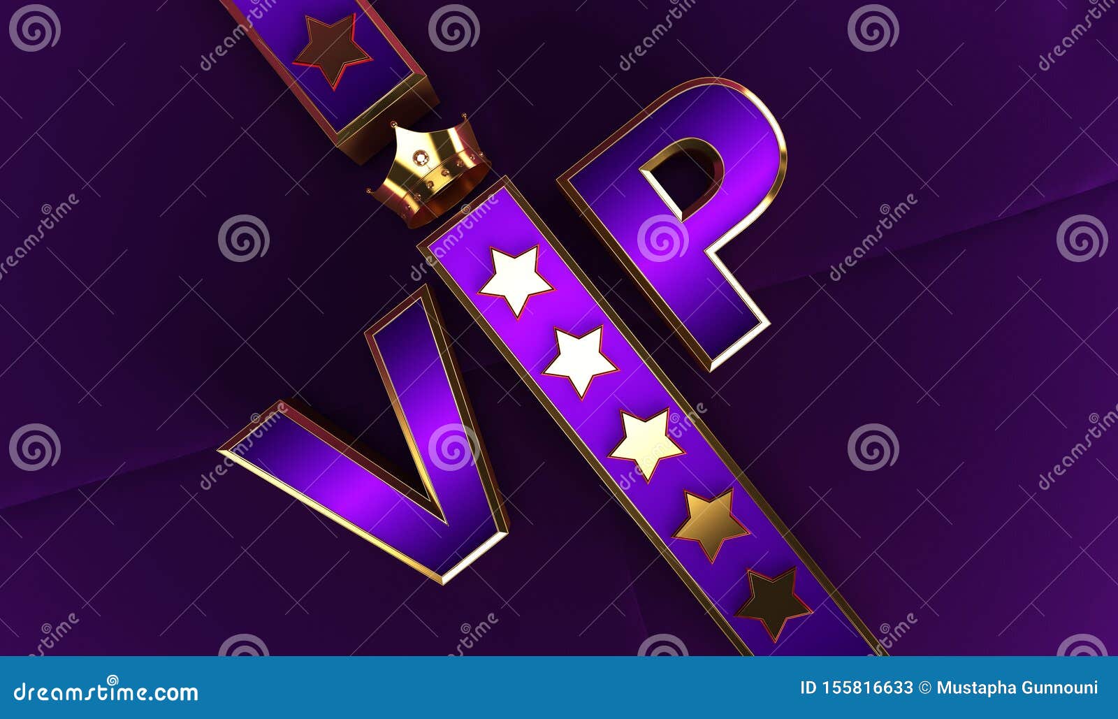 3D Rendering of Golden VIP Withe Crown, Stock Illustration ...