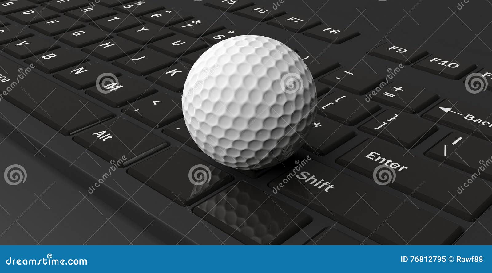 3d Rendering Golf Ball on a Keyboard Stock Illustration - Illustration ...