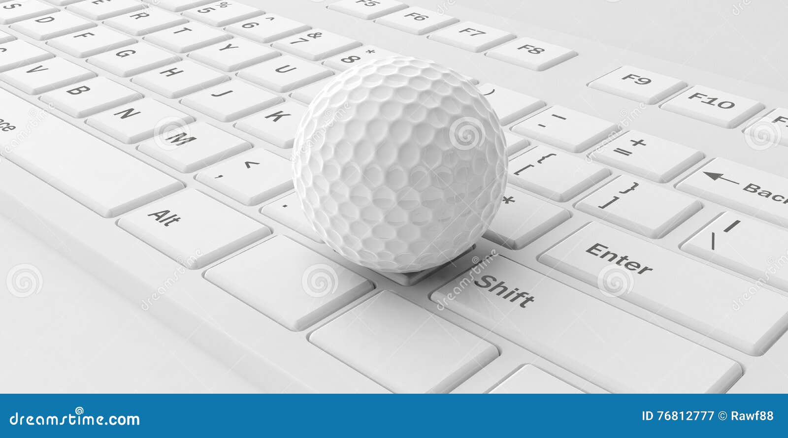3d Rendering Golf Ball on a Keyboard Stock Illustration - Illustration ...