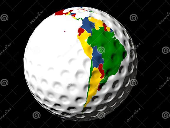 3d Rendering of a Golf Ball with the World Map Isolated on a Black ...
