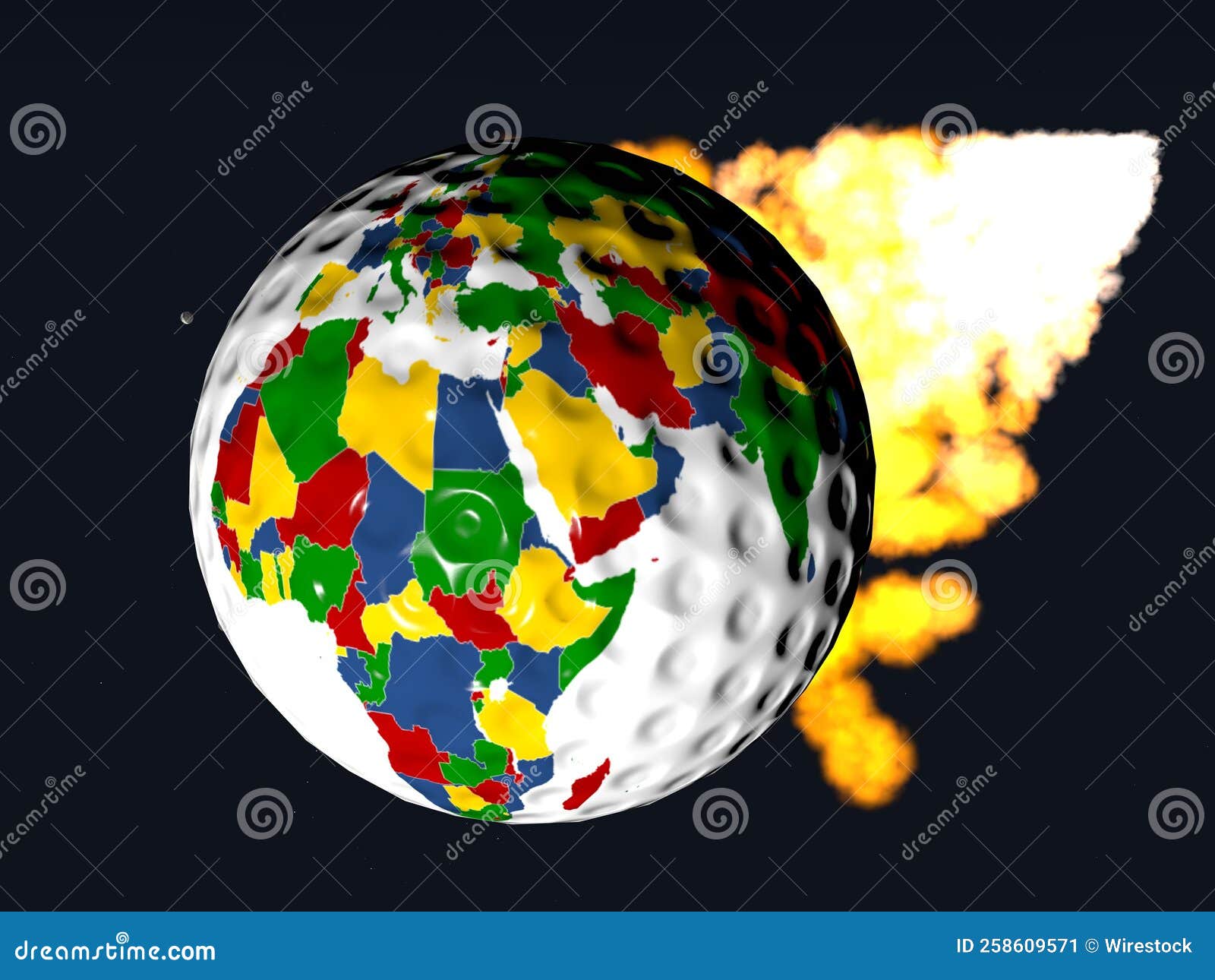 3d Rendering of a Golf Ball with the World Map Isolated on a Black ...