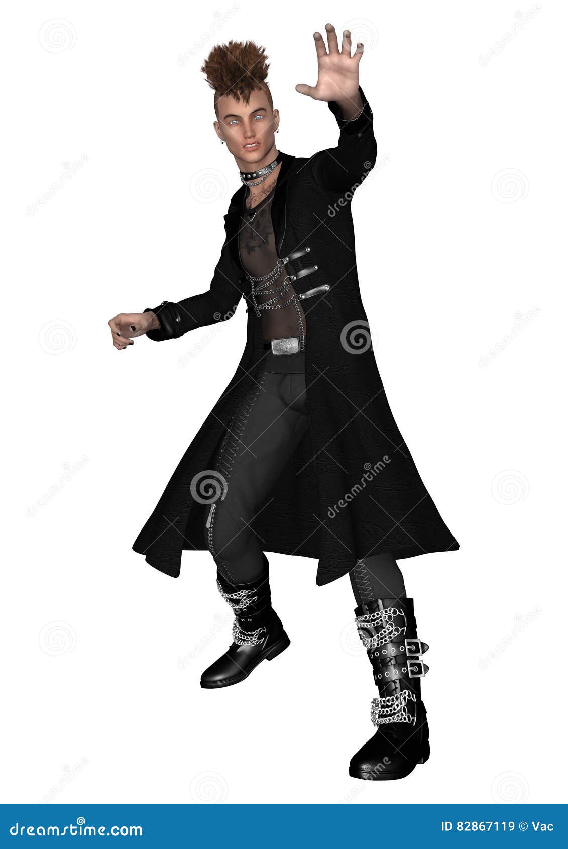 3D Rendering Gothic Male Model On White Royalty-Free Stock Photo ...