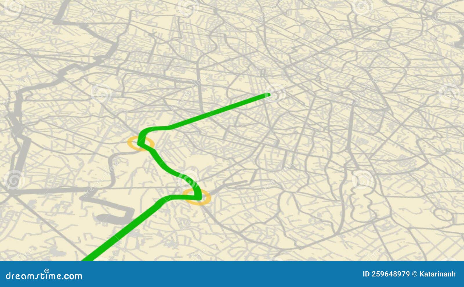 3D Rendering GPS Map Navigator with Direction Path, Different Color of ...