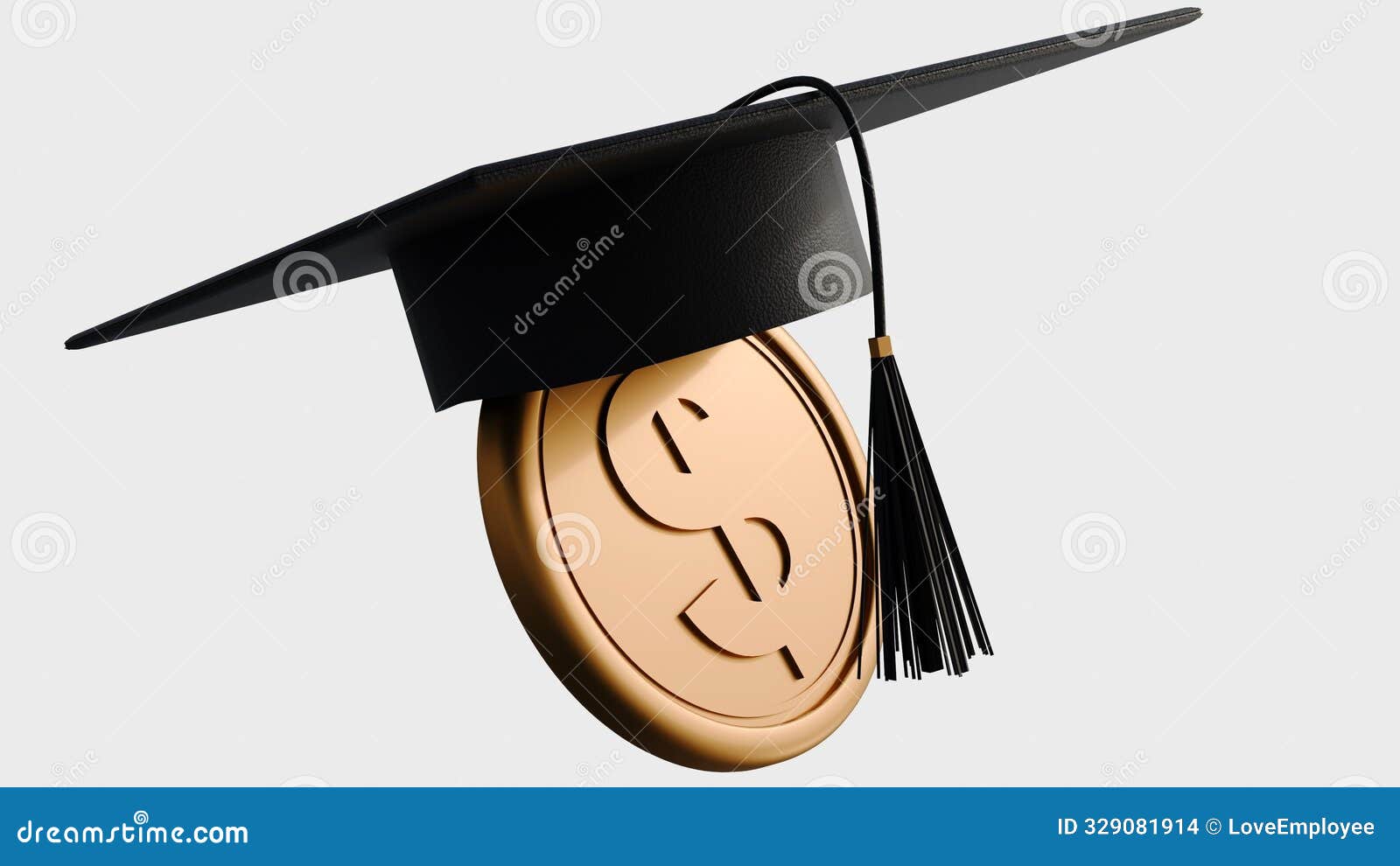 3d Rendering of a Graduate Cap and a Gold Coin Stock Illustration ...