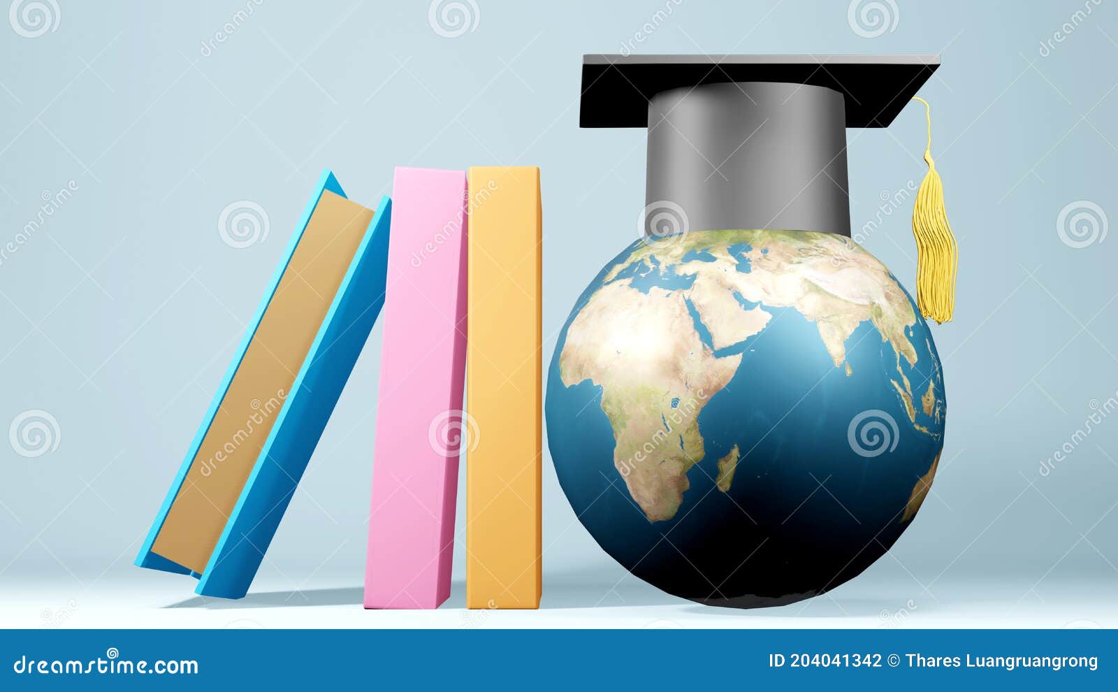 3D Rendering Of Graduation Cap And Bar Graph Shows A Decrease In Education Isolated White ...