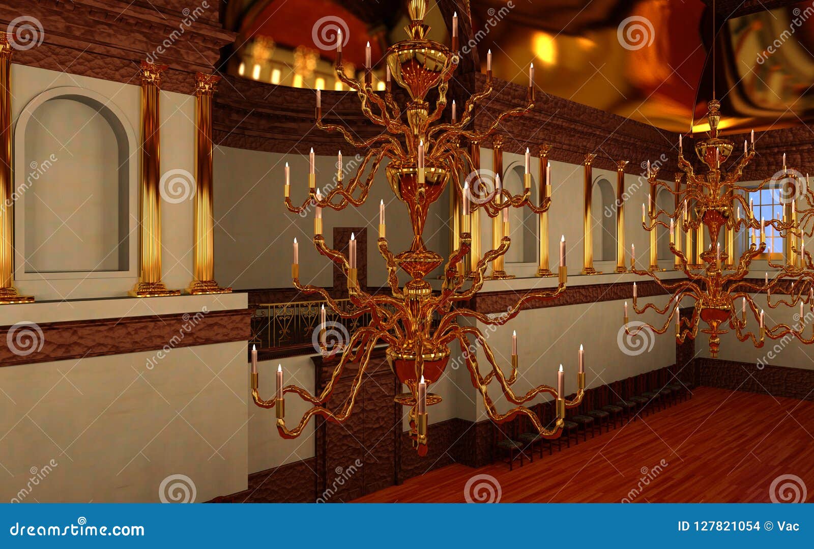 3D Rendering Grand Ballroom Stock Illustration - Illustration of ...