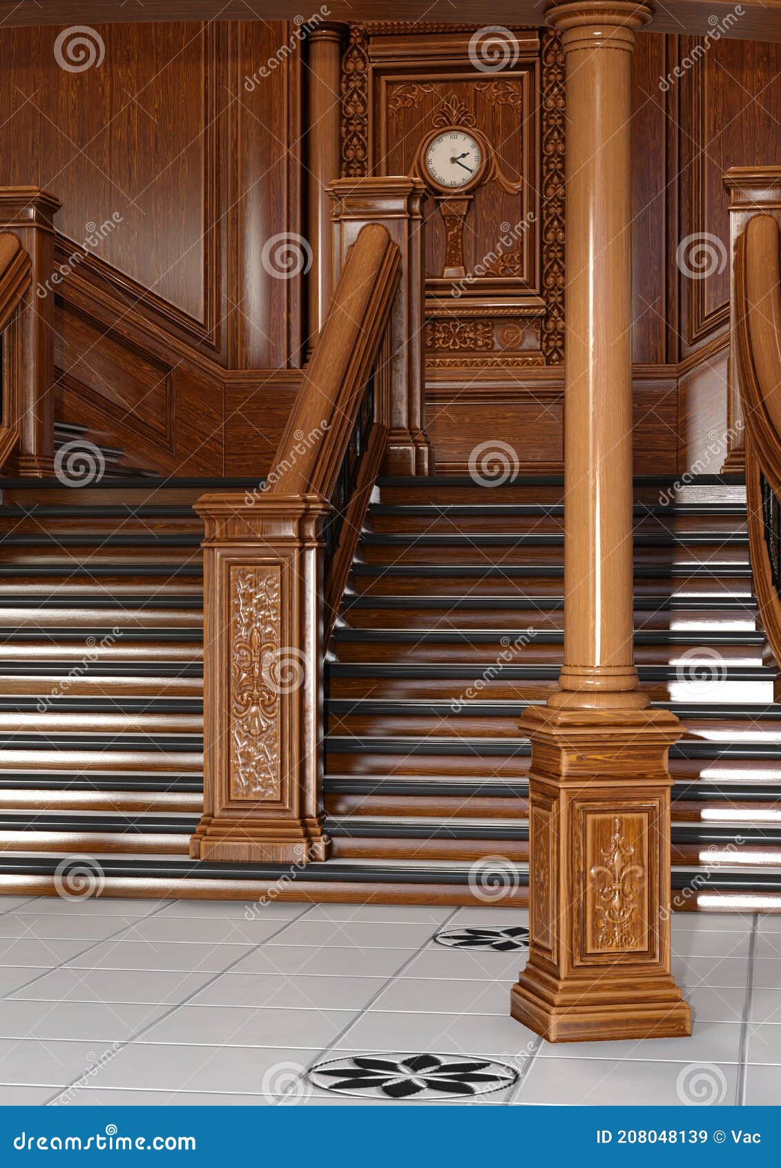 Grand Staircase Upscale Setting Cartoon Vector | CartoonDealer.com #4943205