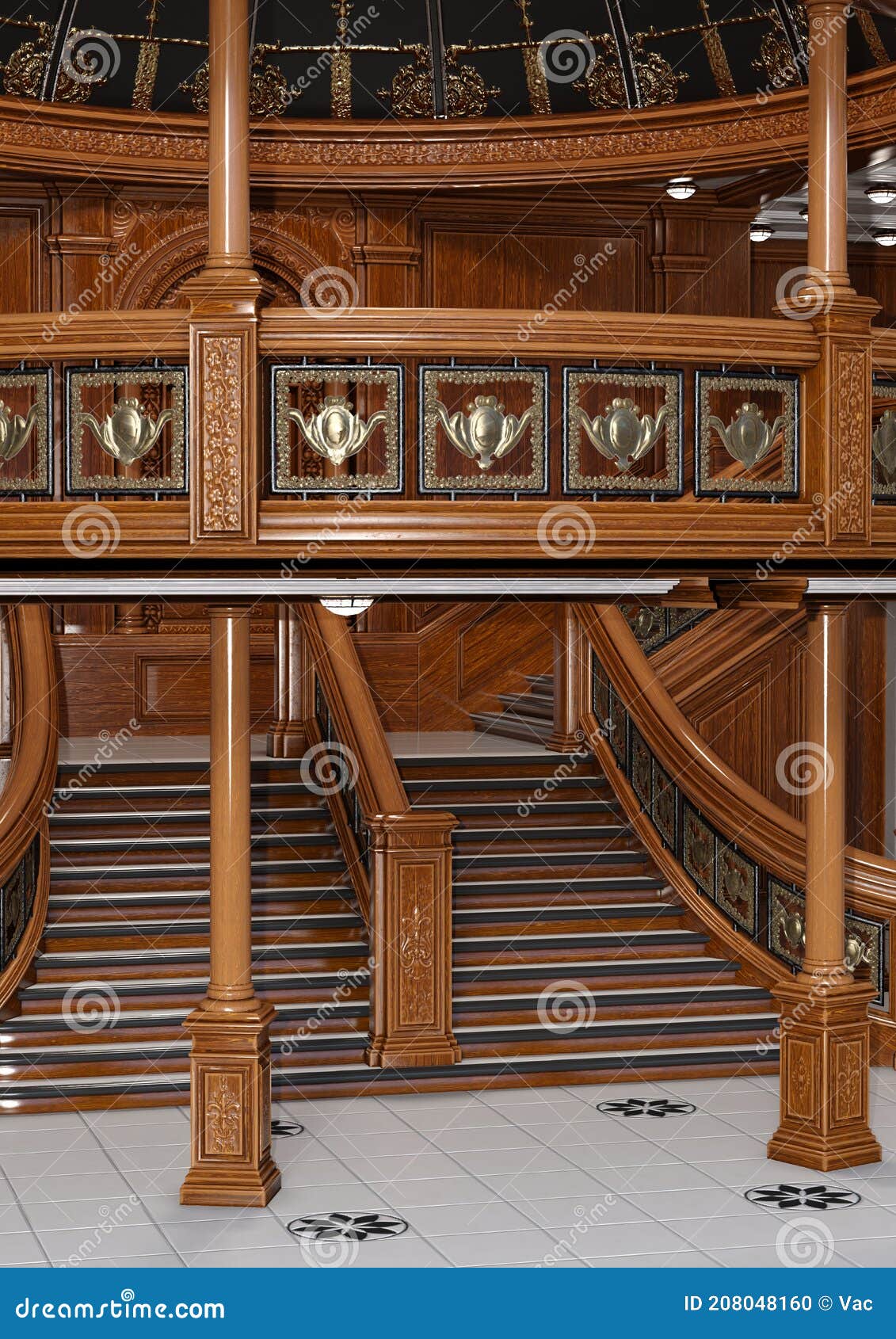 Grand Staircase Upscale Setting Cartoon Vector | CartoonDealer.com #4943205