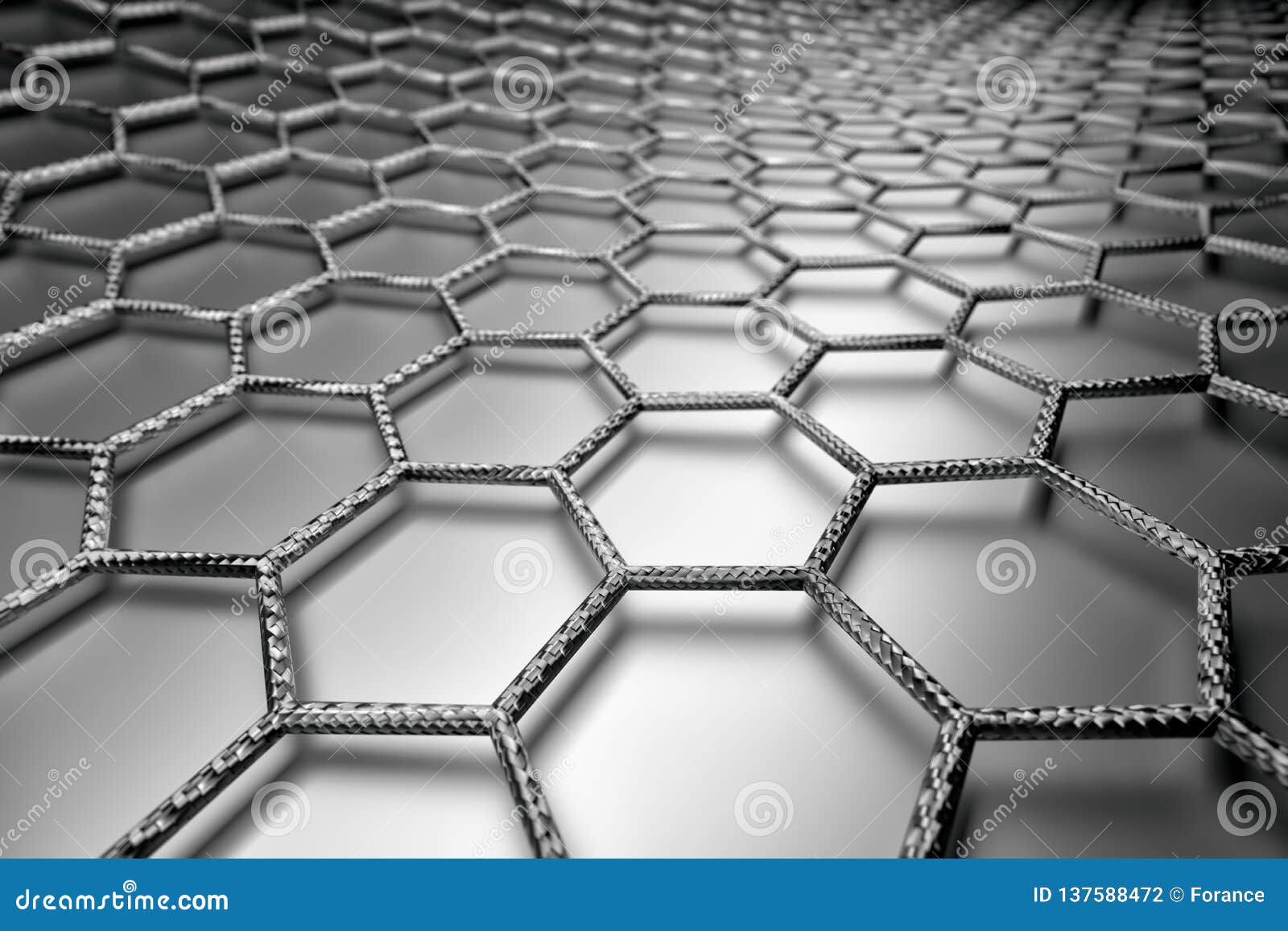 3D Rendering of Graphene Surface, Grey Bonds with Carbon Structure ...