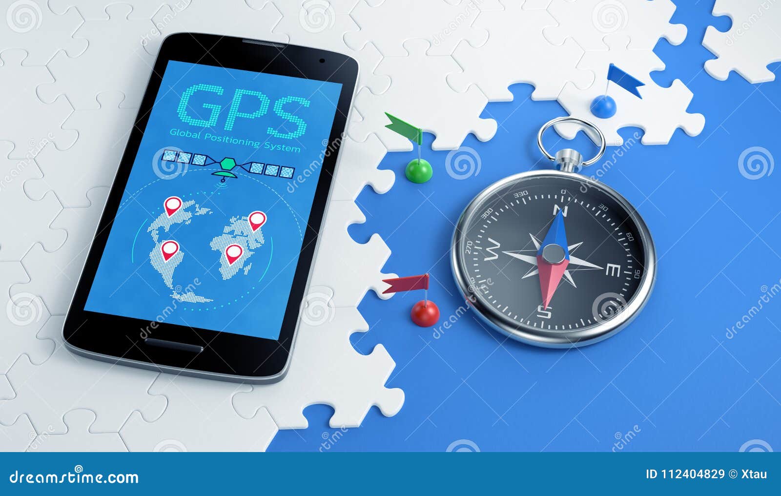 GPS Via Mobile App stock illustration. Illustration of compass - 112404829