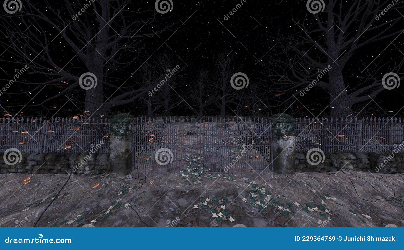 3D Rendering of the Graveyard Stock Illustration - Illustration of tree ...