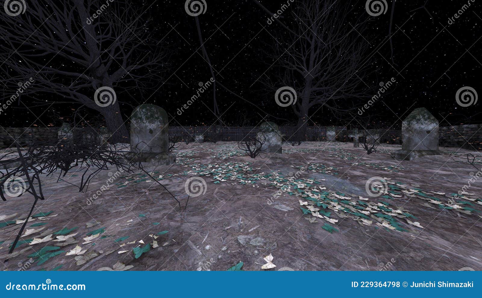 3D Rendering of the Graveyard Stock Illustration - Illustration of ...
