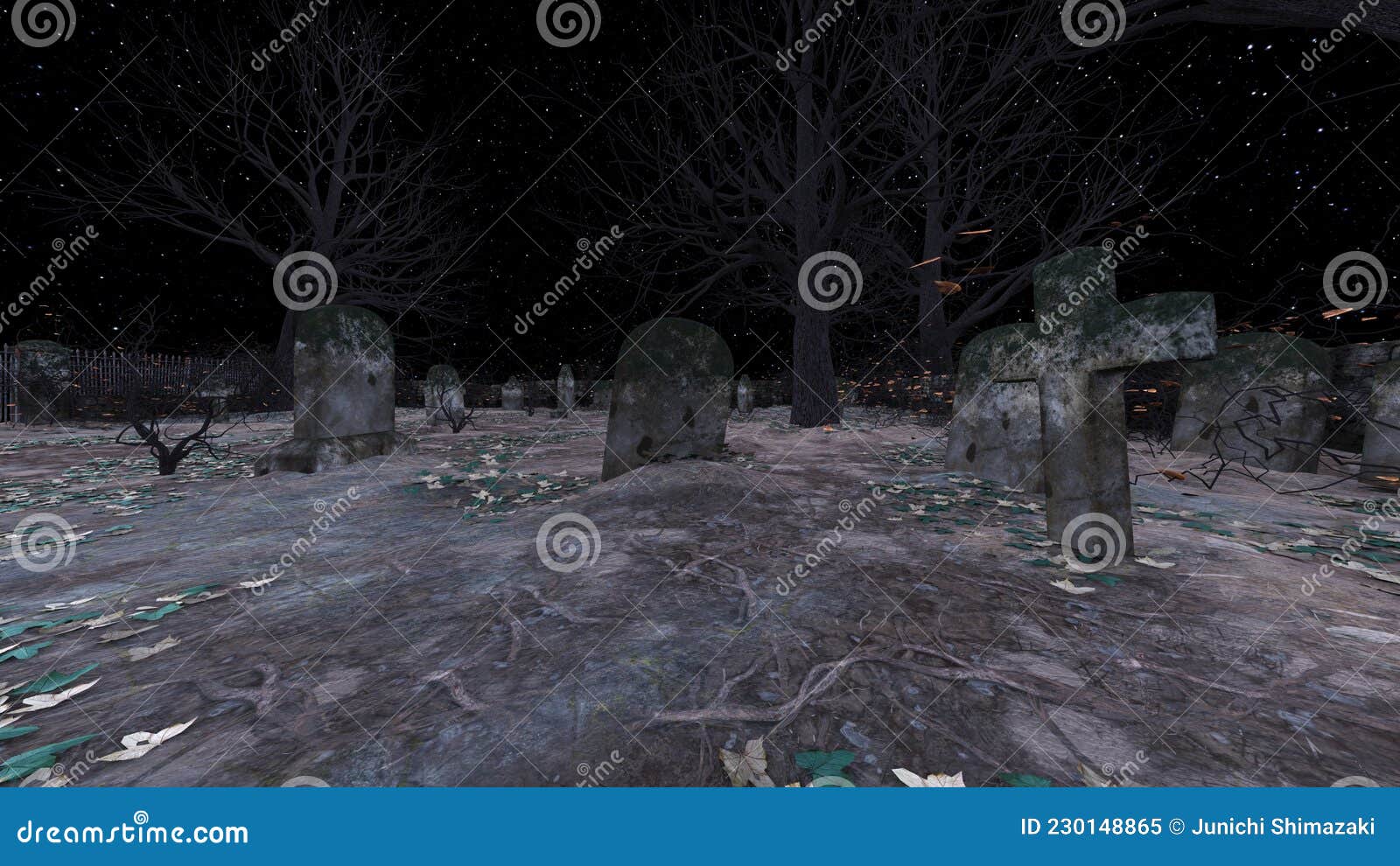 3D Rendering of the Graveyard Stock Illustration - Illustration of ...