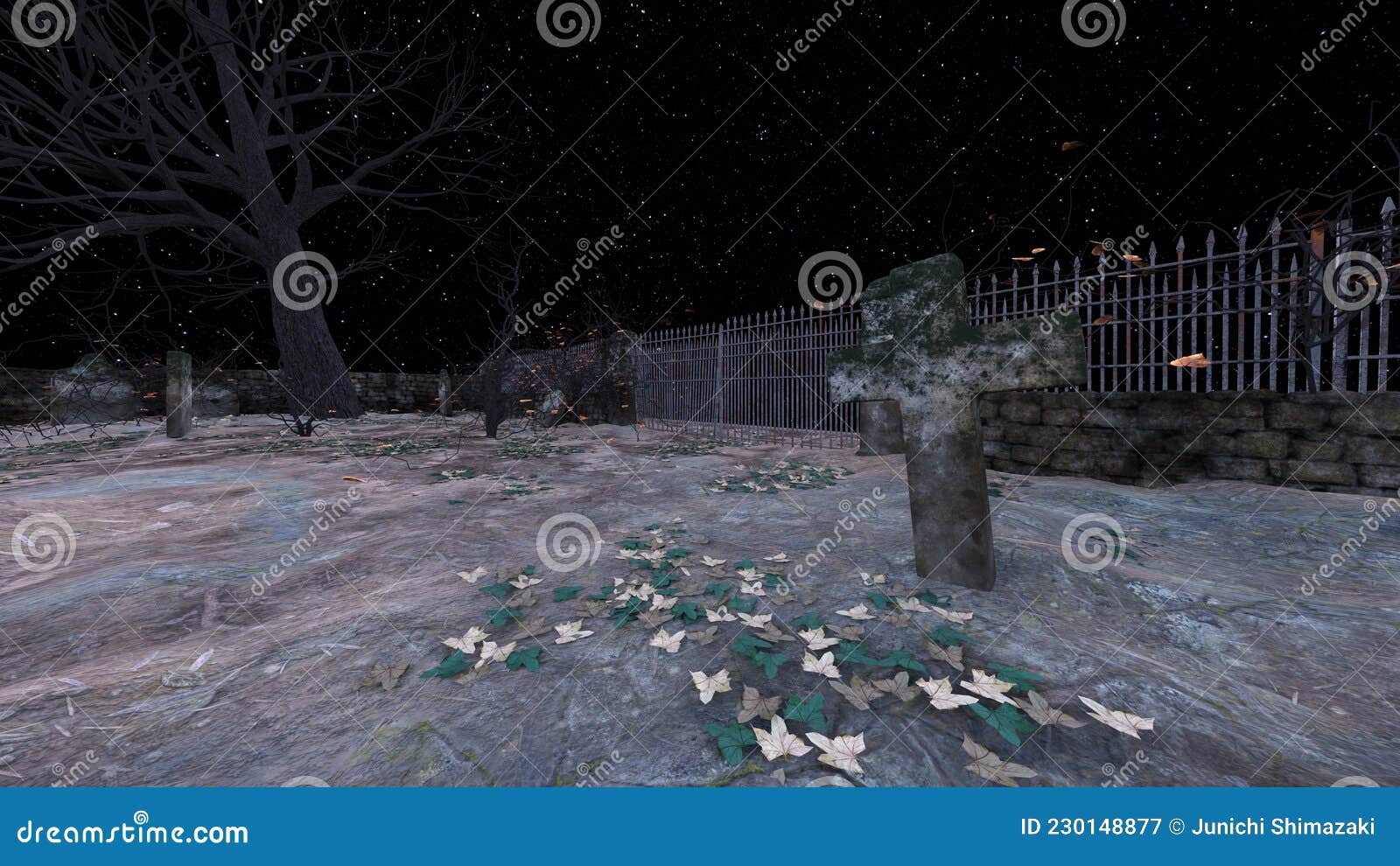 3D Rendering of the Graveyard Stock Illustration - Illustration of dark ...