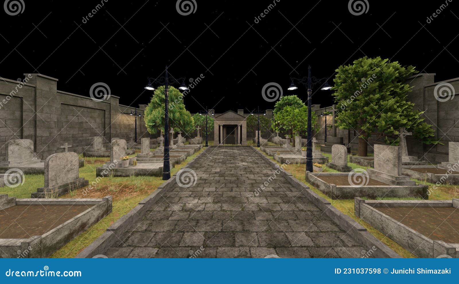 3D Rendering of the Graveyard Stock Illustration - Illustration of ...