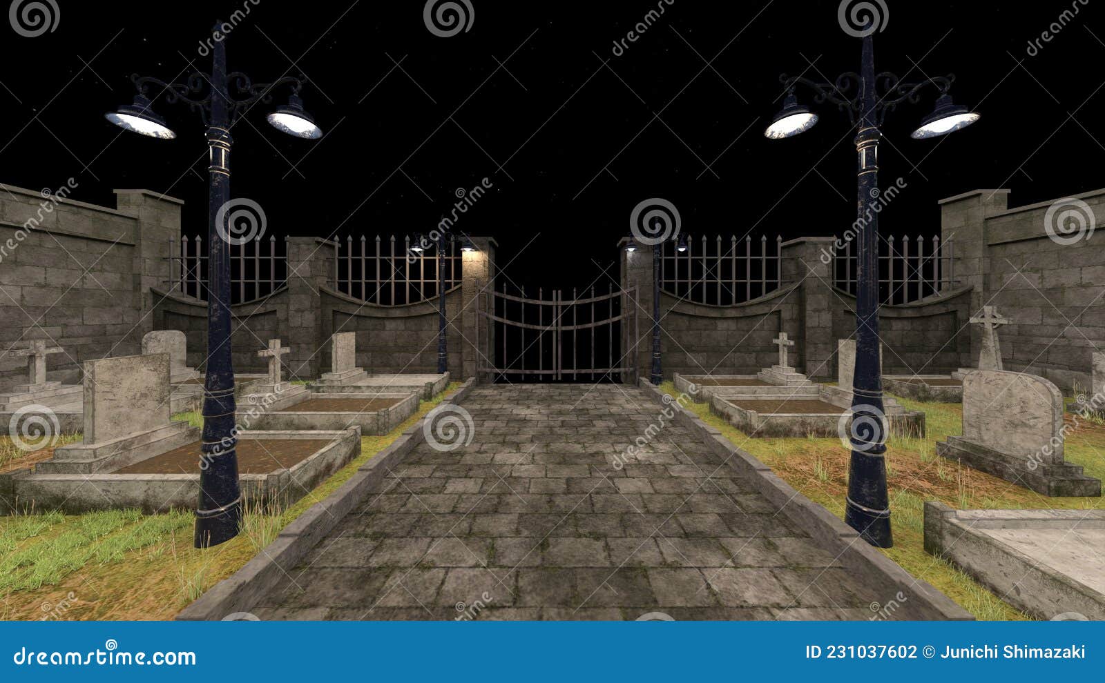 3D Rendering of the Graveyard Stock Illustration - Illustration of ...