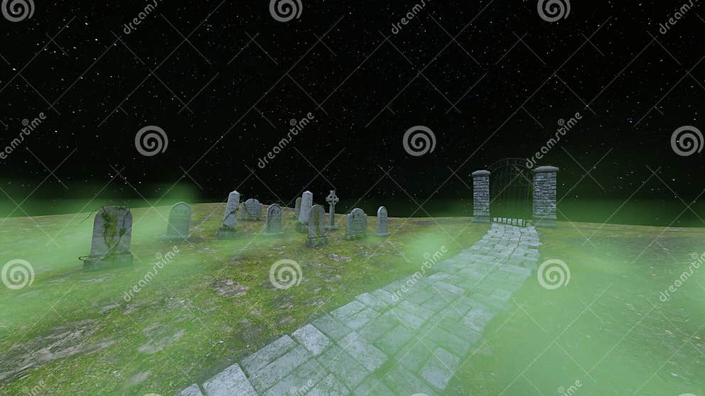 3D Rendering of the Graveyard Stock Image - Image of nature, eerie ...