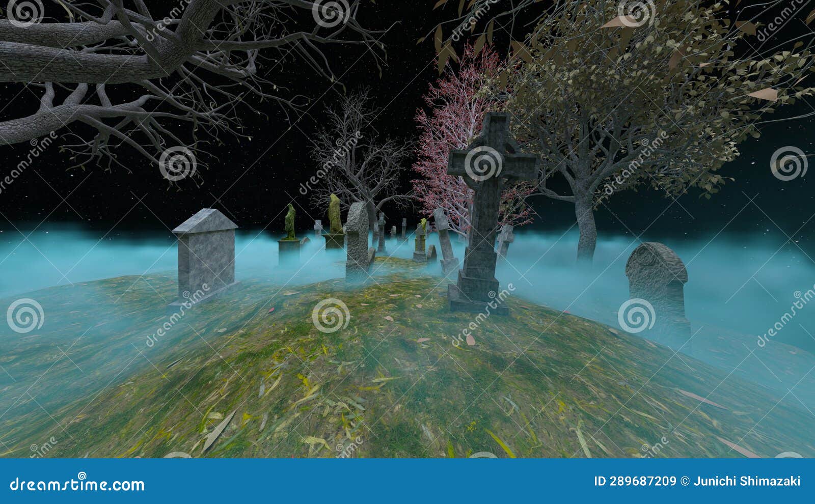 3D Rendering of the Graveyard Stock Illustration - Illustration of ...