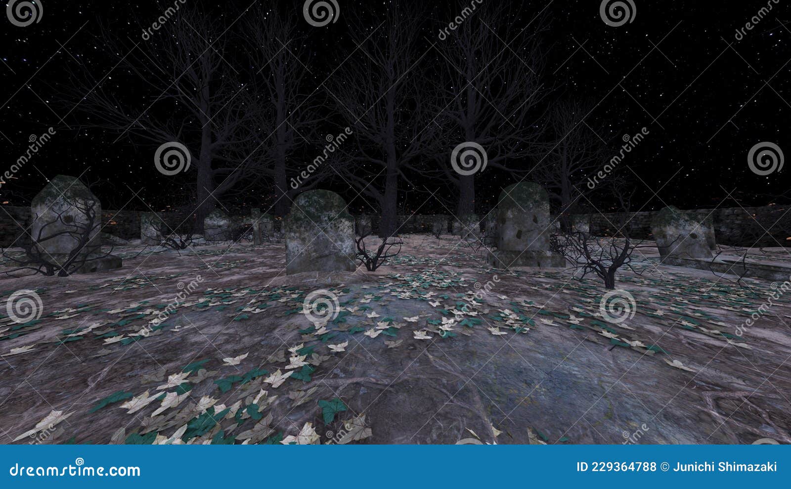 3D Rendering of the Graveyard Stock Illustration - Illustration of ...