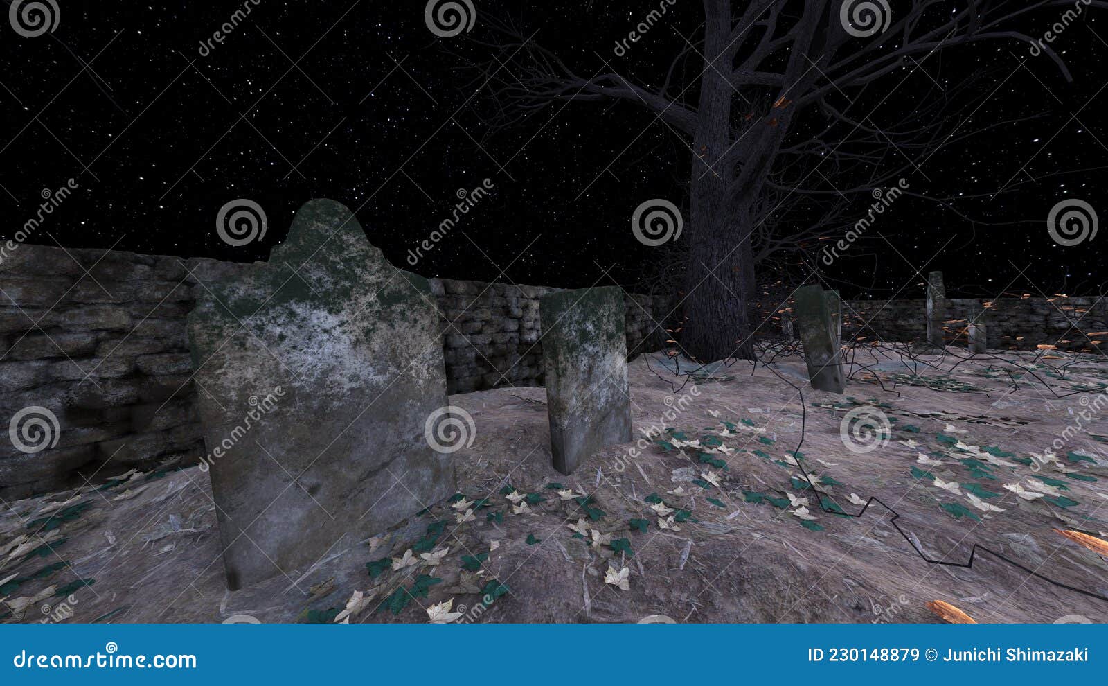 3D Rendering of the Graveyard Stock Illustration - Illustration of dark ...
