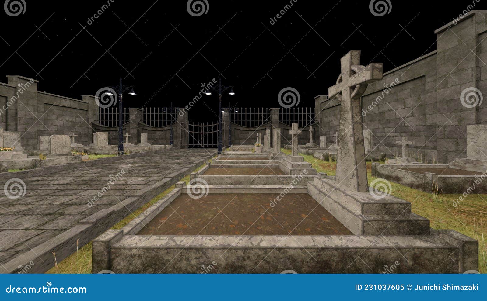 3D Rendering of the Graveyard Stock Illustration - Illustration of ...