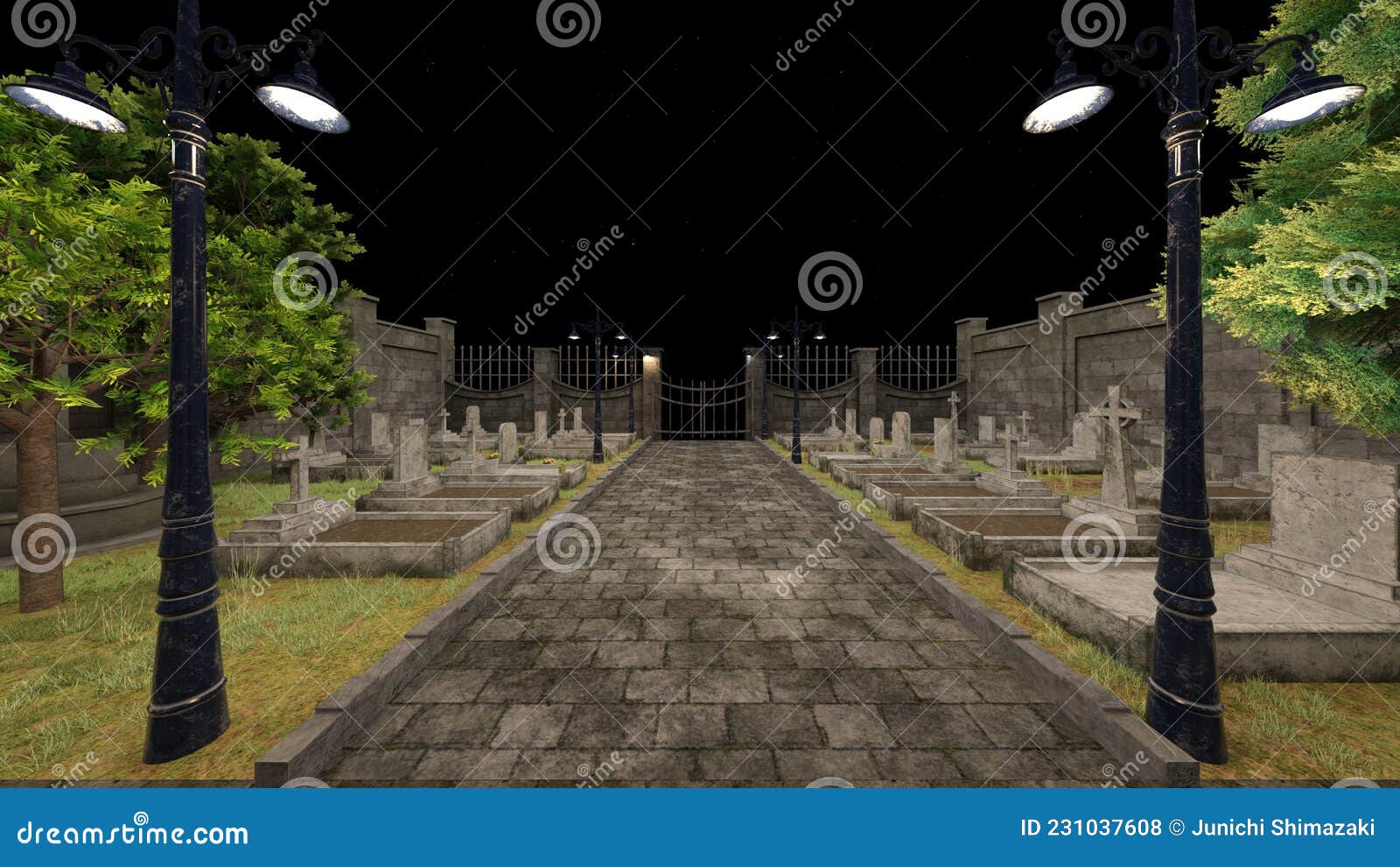 3D Rendering of the Graveyard Stock Illustration - Illustration of ...